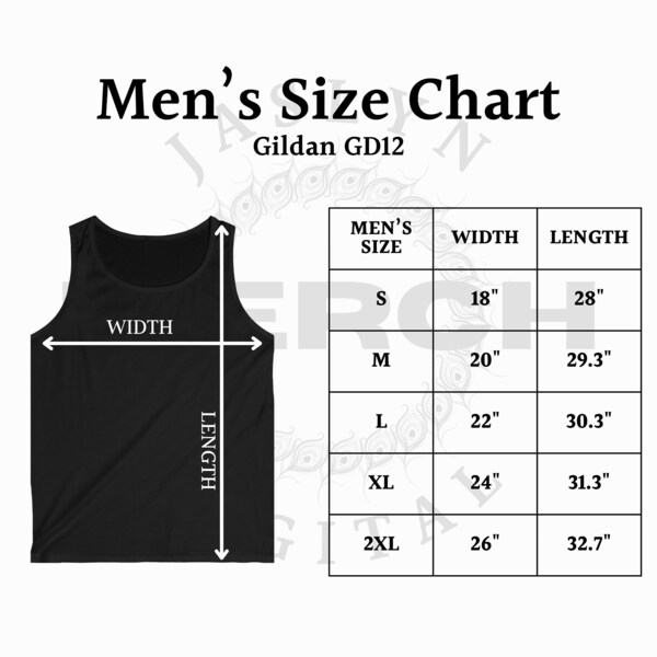 Gildan Tank Top Size Chart - Etsy