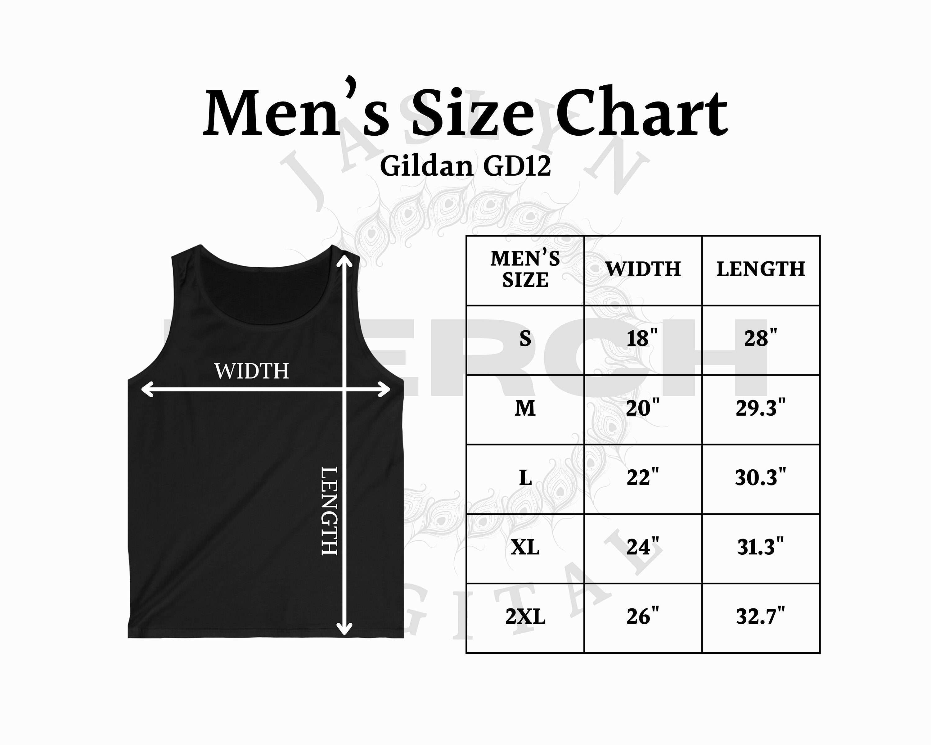 Instant Download GD12 Gildan Size Chart, Men's Softstyle Tank Top - Etsy