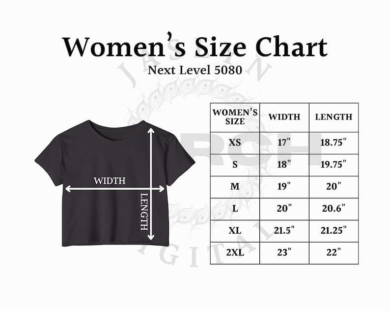Instant Download 5080 Next Level Size Chart, Women's Festival Crop Top ...