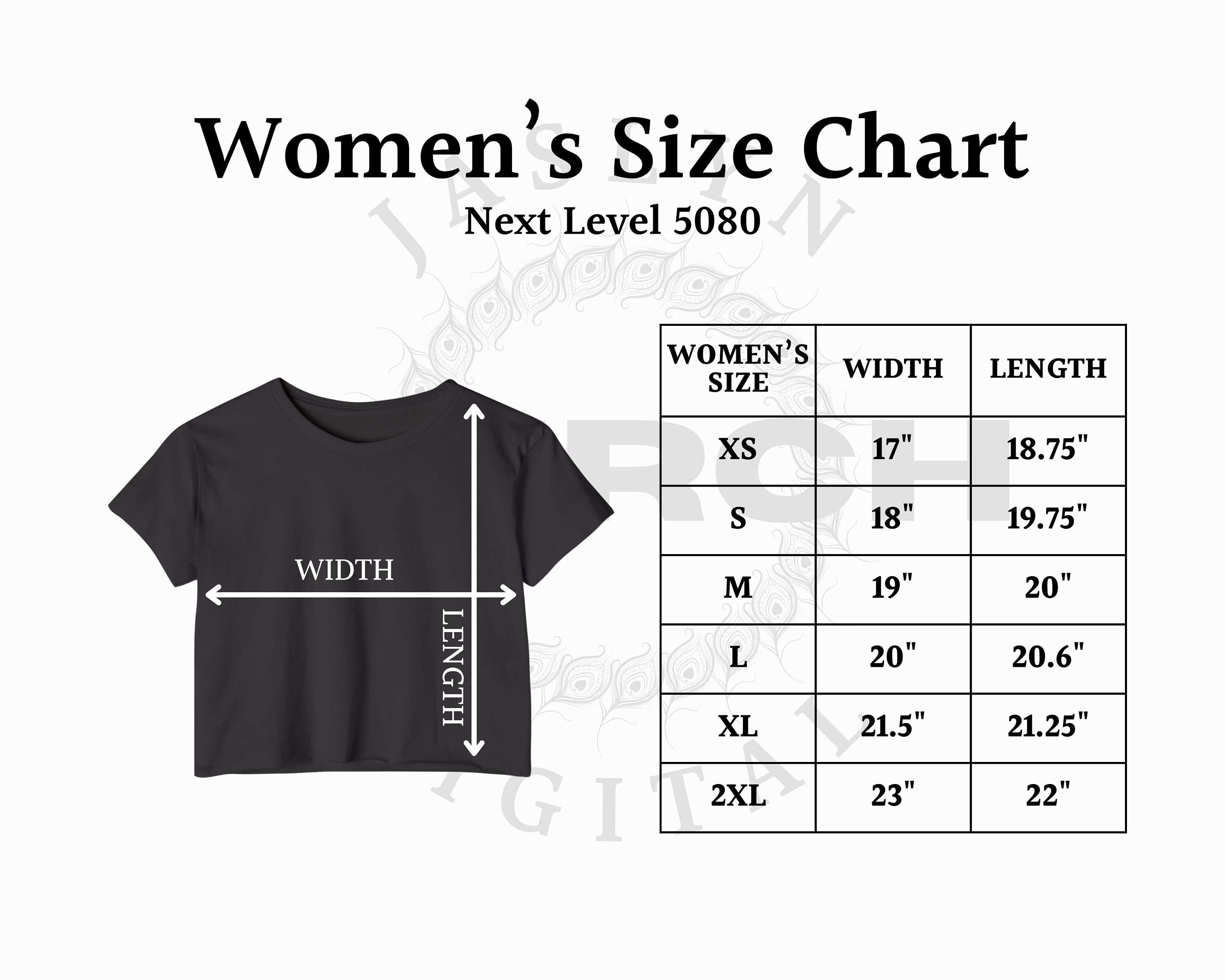 Instant Download 5080 Next Level Size Chart, Women's Festival Crop Top ...