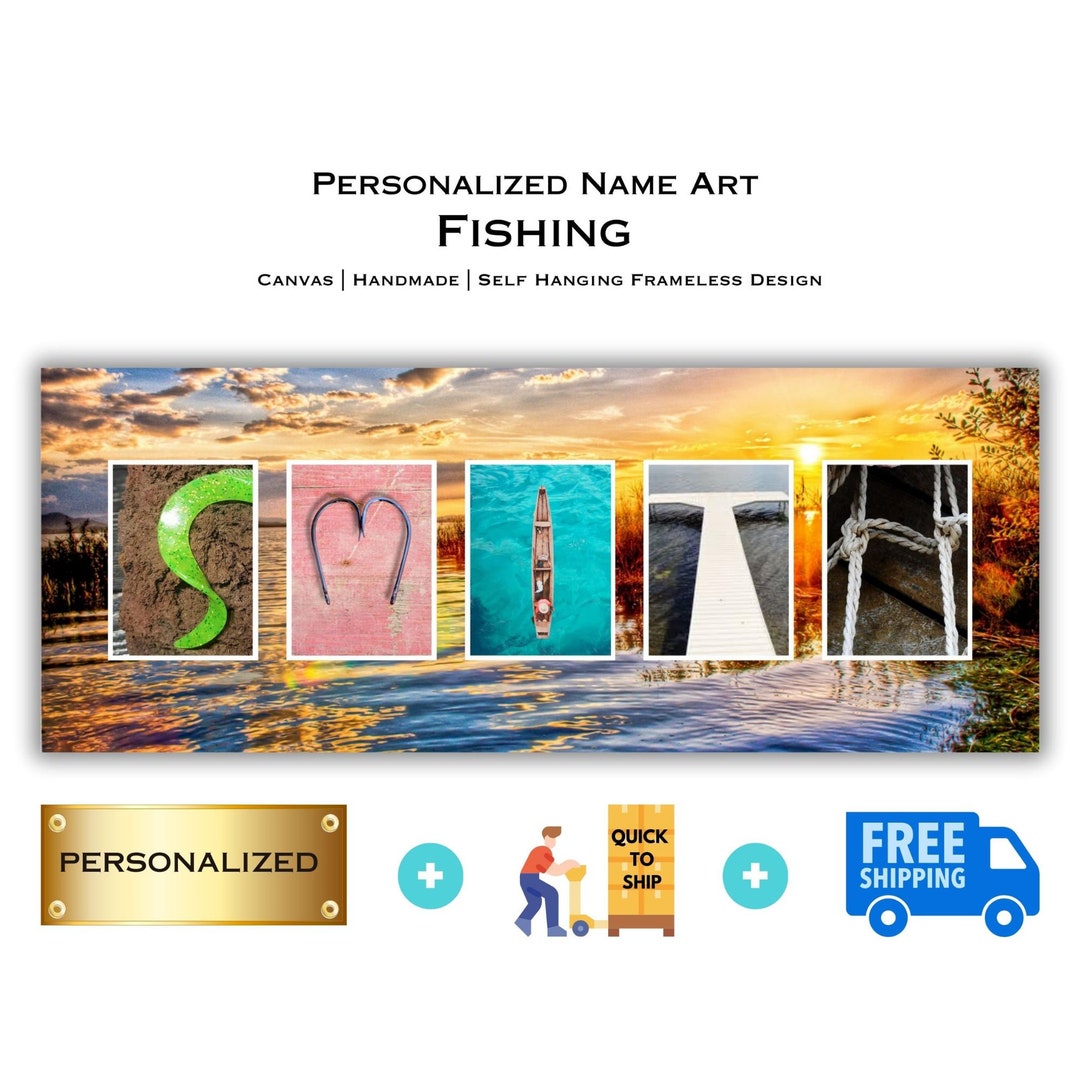 Fishing Name Art, Personalized Fishing Gift, Fisherman Gift, Fishing ...