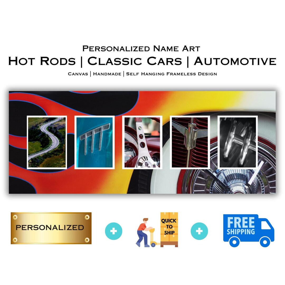 Hot Rod Automobile Car Name Art, Personalized Gift Car Enthusiast ...