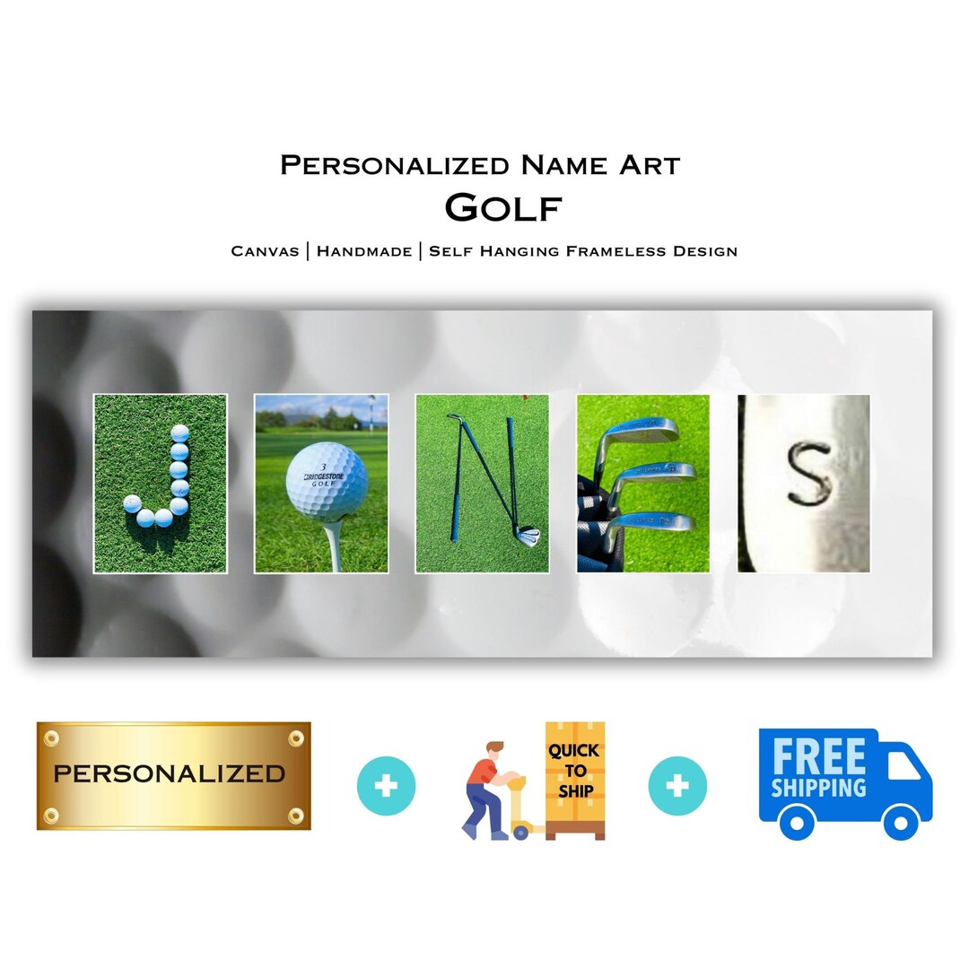 Golf Name Art, Personalized Golf Gift for Golfer, Golfing Sports Art ...
