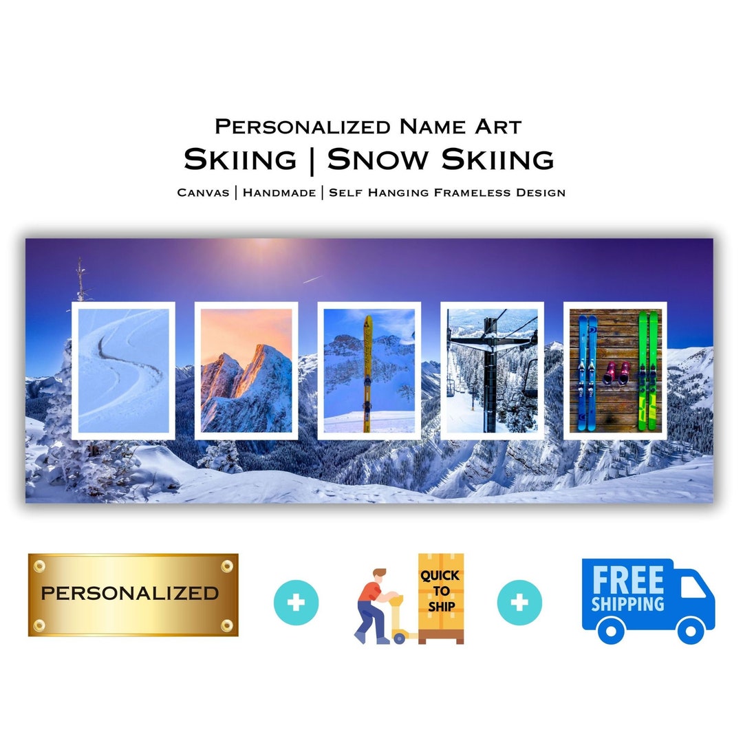 Personalized Ski Name Art: Custom Canvas Print - Etsy