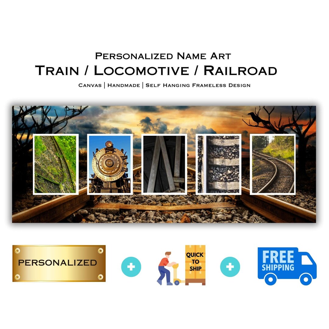 Train Name Art, Personalized Train Gift, Train Art, Train Decor That ...