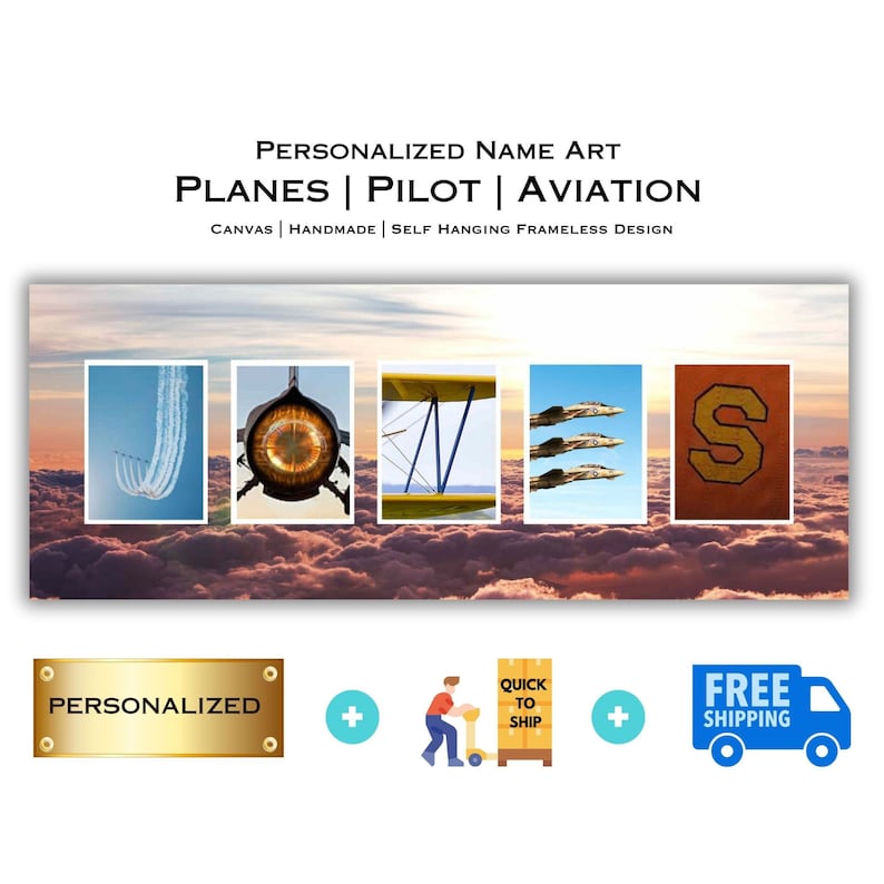 Aviation Airplane Name Art, Personalized Gift for a Pilot, Airplane ...