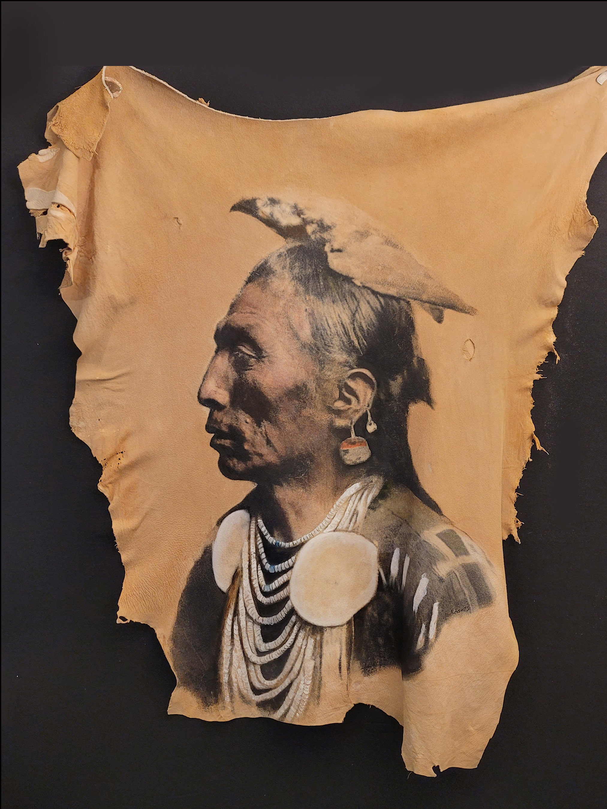 Medicine Crow Native American Portrait on Deer Skin Split - Etsy