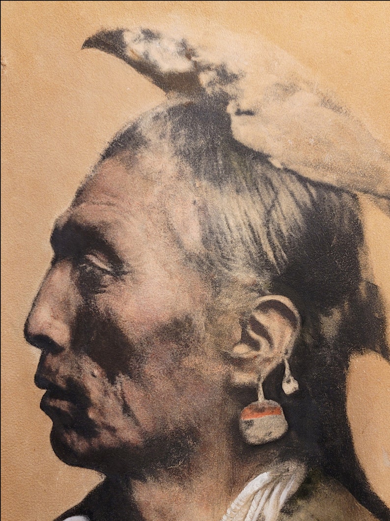 Medicine Crow Native American Portrait on Deer Skin Split - Etsy