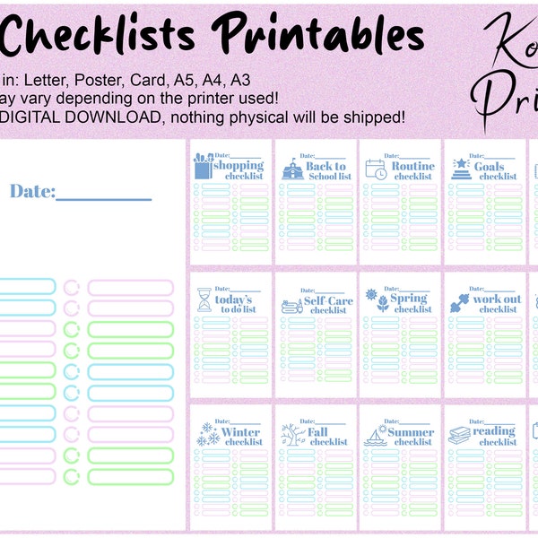 Aesthetic Checklists - Etsy