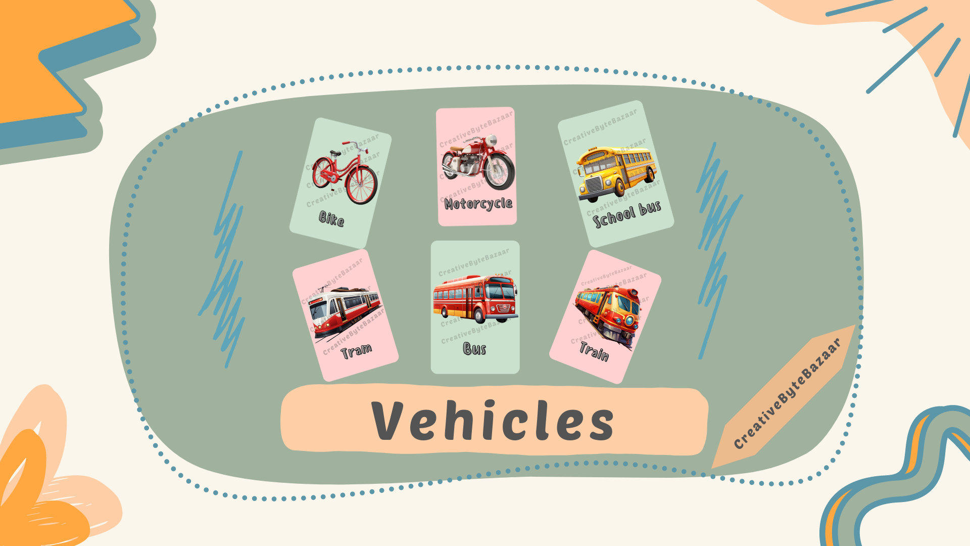 TRANSPORTATION VEHICLES • Printable Flash Cards for Kids • Printable ...