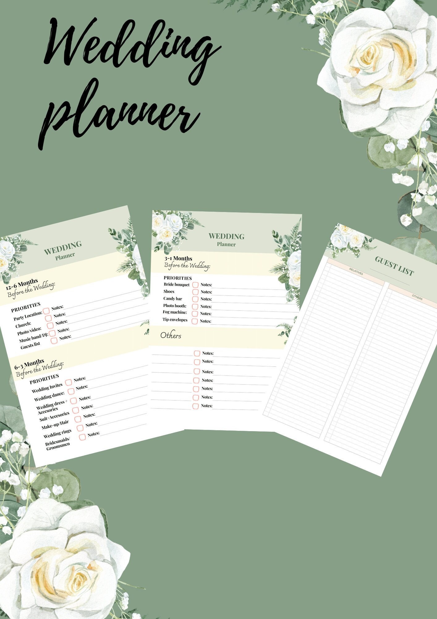 Simple Digital Wedding Planner Printable Guide for Your Big Day Wedding ...
