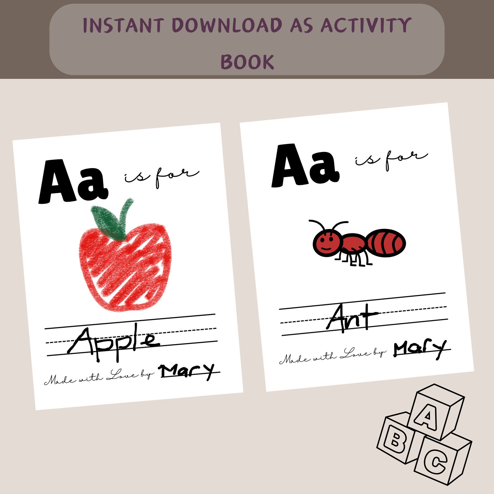 Printable ABC Book: First Alphabet Adventure for Baby (digital Download ...