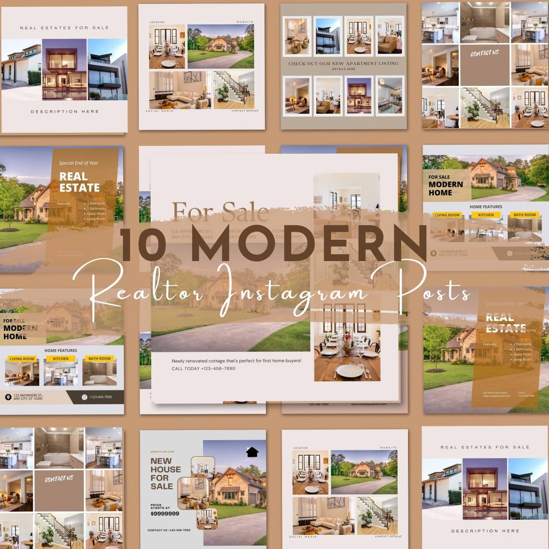 Modern Realtor Instagram Post Templates: Editable Canva Designs - Etsy