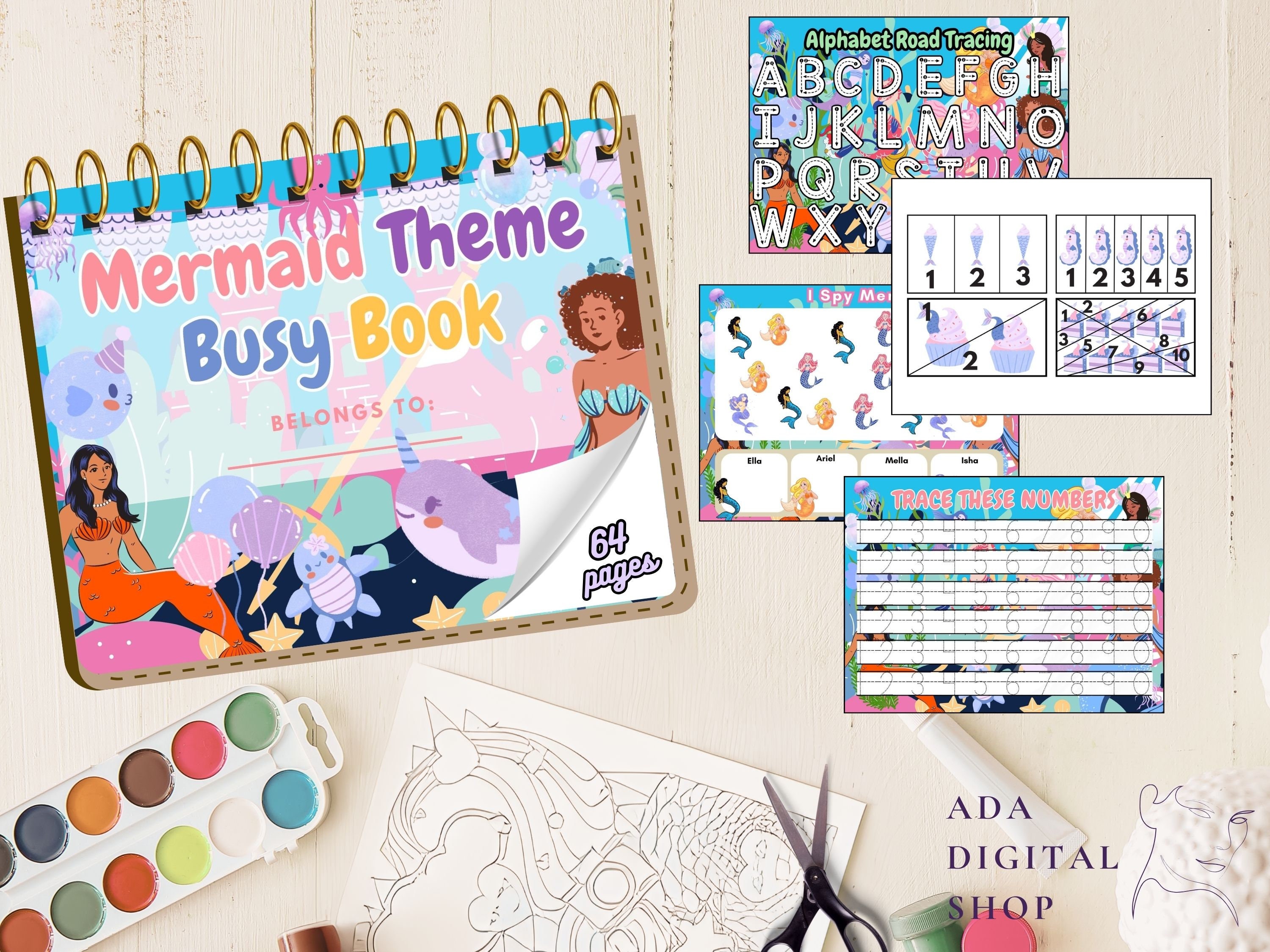 Mermaid Busy Book Printable Toddler Preschool Activity Book Toddler ...