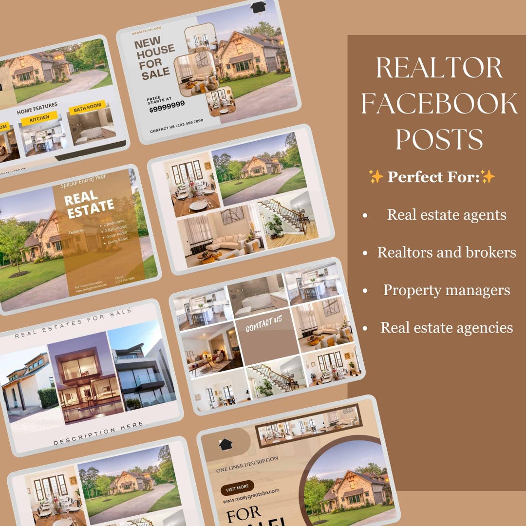 Modern Realtor Facebook Post Templates |editable Canva Template Designs ...