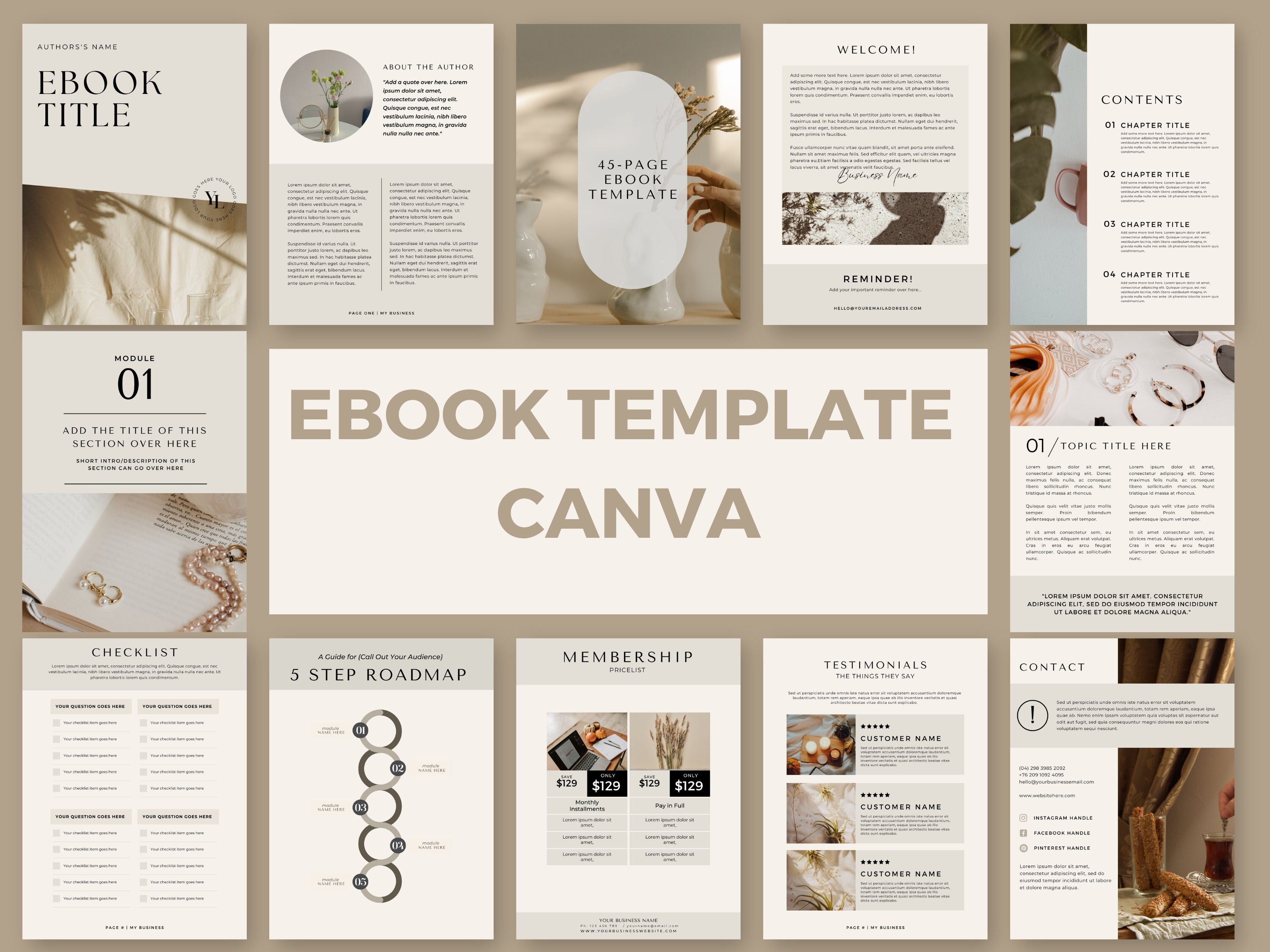Ebook Template Canva - Earth Tones Theme | Course Workbook Template ...