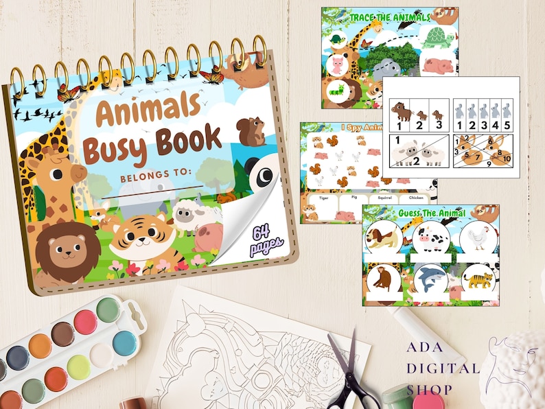 Animals Busy Book: Toddler Learning Activity (PDF Pattern) - Etsy