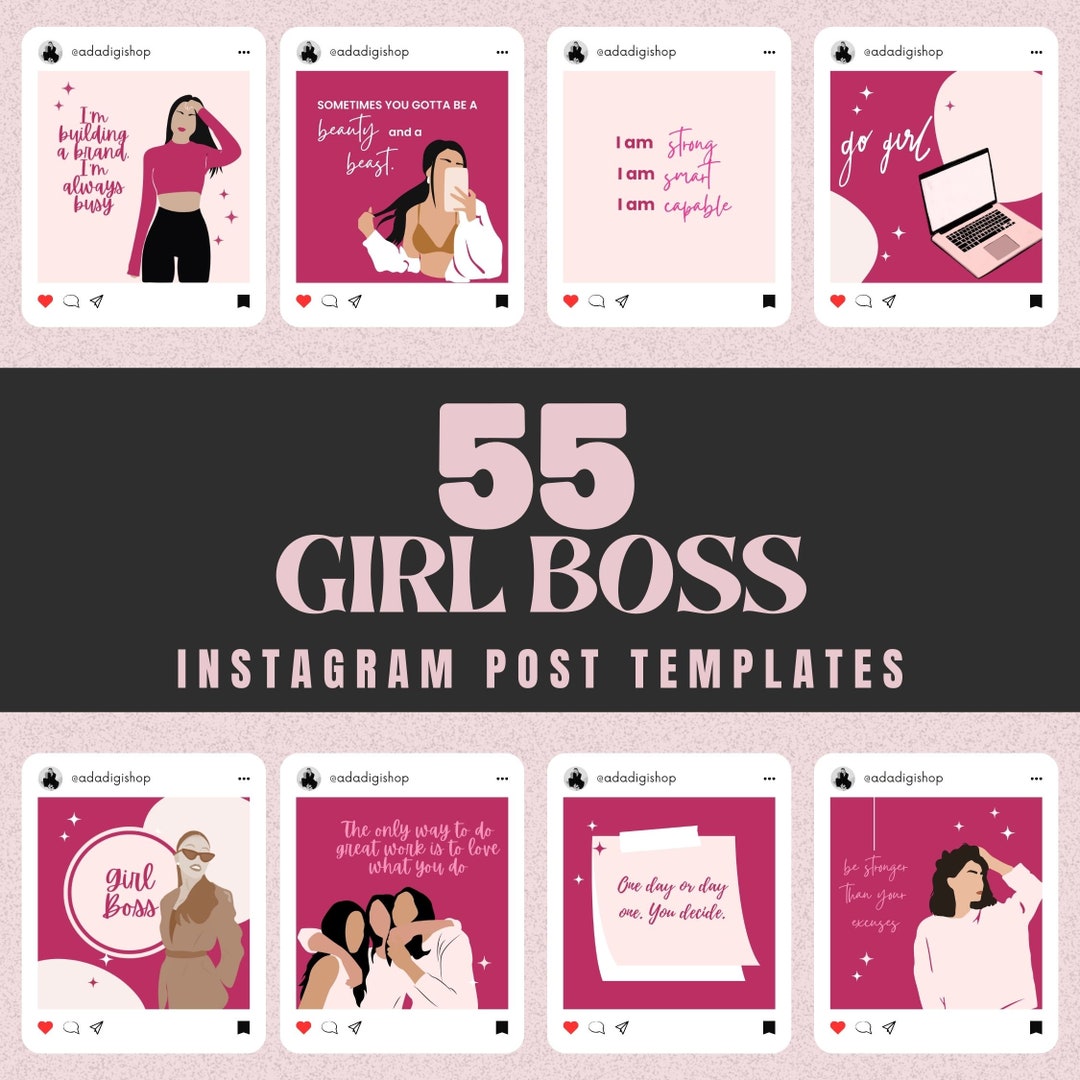 55 Girl Boss Instagram Post Templates Canva Designssocial Media ...