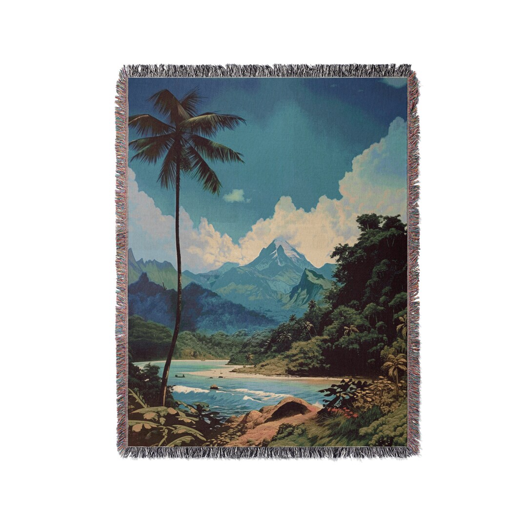 South Pacific Paradise Jacquard Blanket - Aesthetic Blanket Beach ...