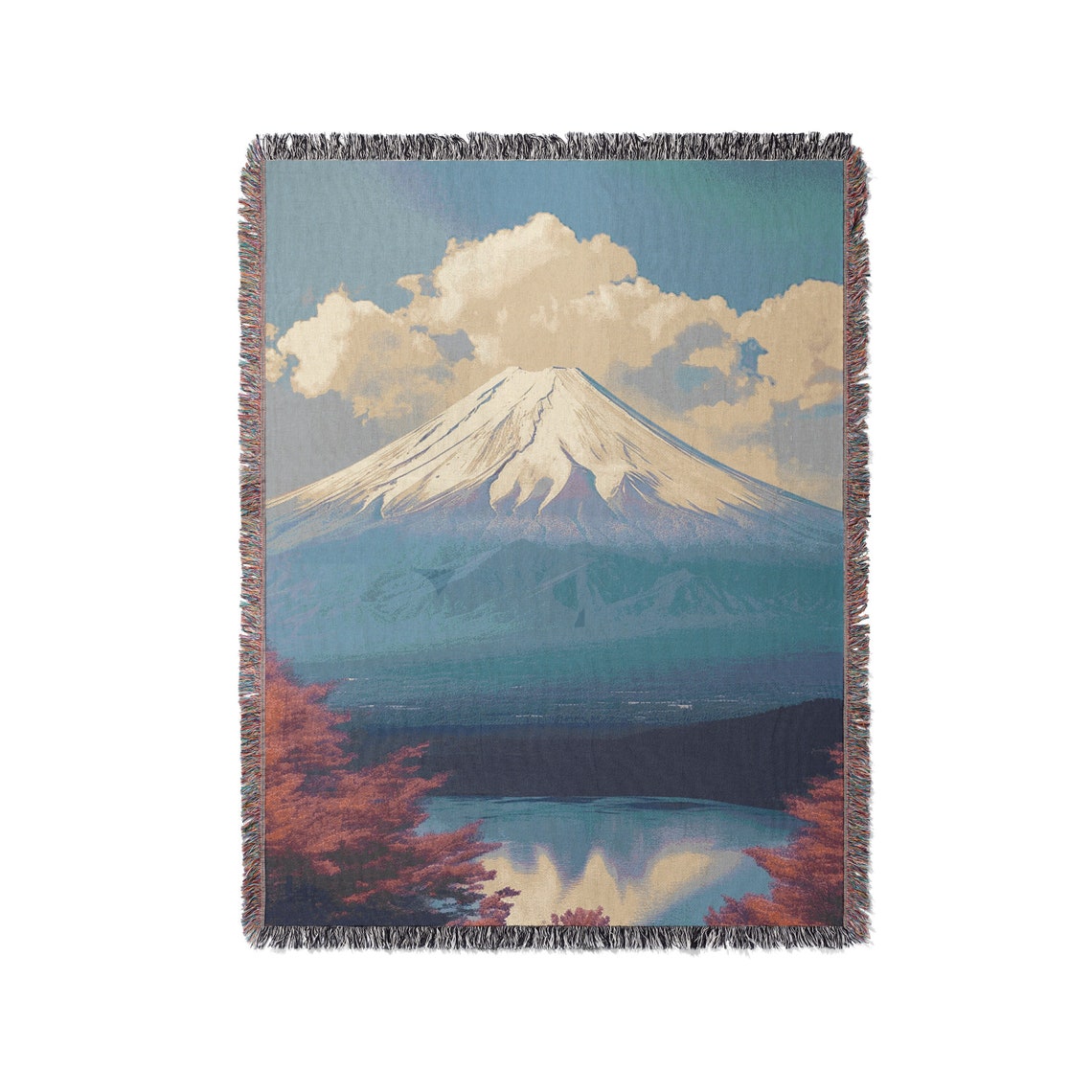 Mt Fuji Jacquard Blanket - Aesthetic Blanket Mt Fuji Art Cute Tapestry ...