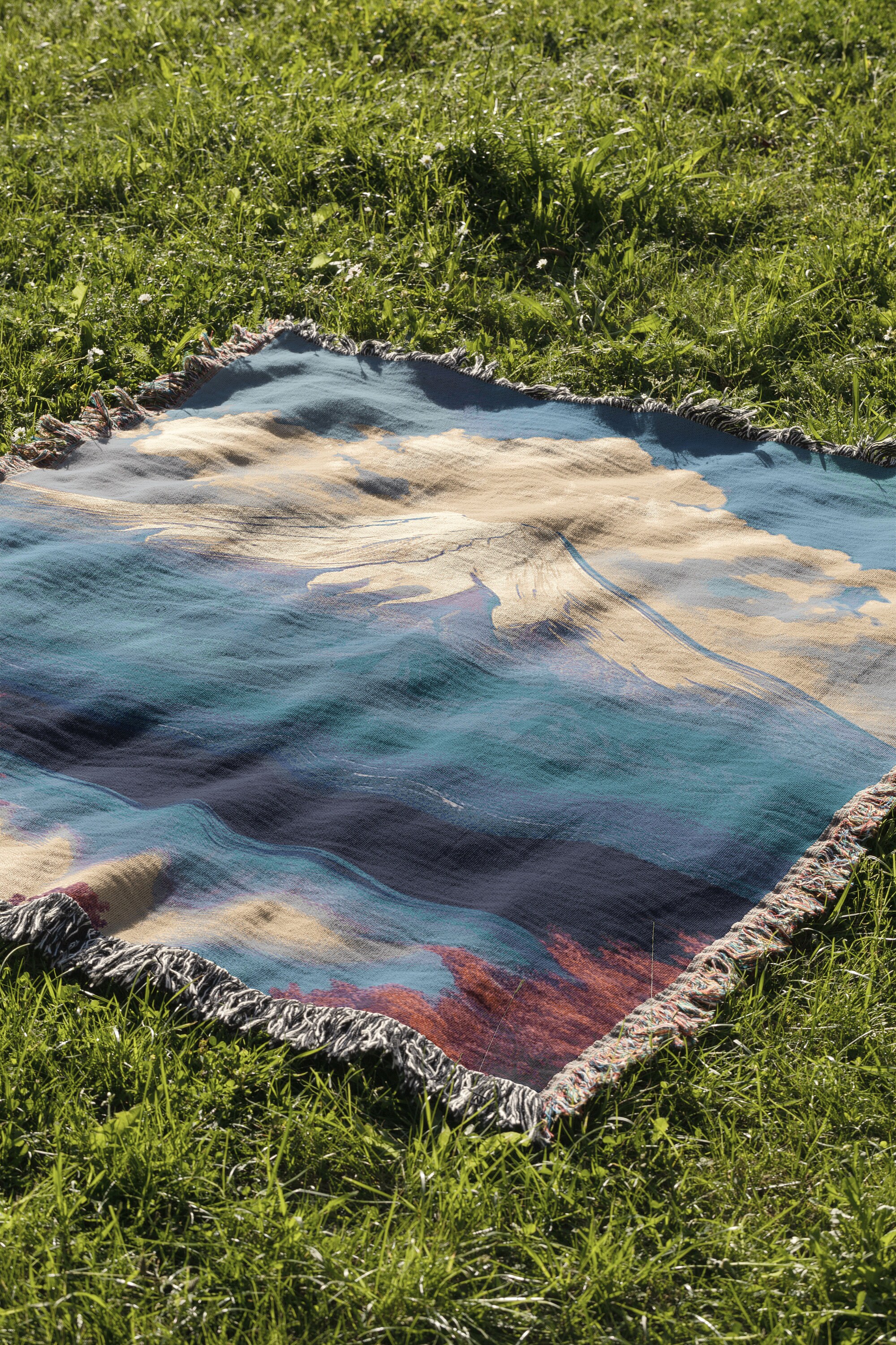 Mt Fuji Jacquard Blanket - Aesthetic Blanket Mt Fuji Art Cute Tapestry ...