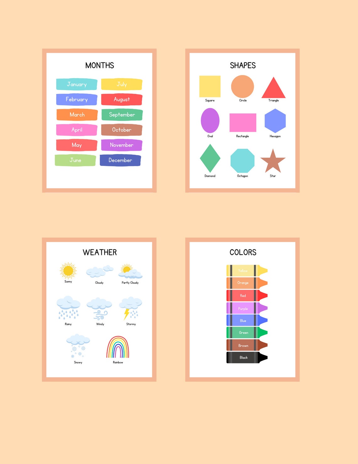 Educational Posters for Kids, Printables Pictures, Playroom Prints ...