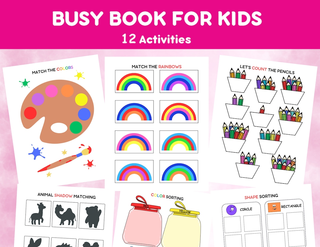 Busy Book for Kids, Preschool Learning Activities, Printable Worksheets ...