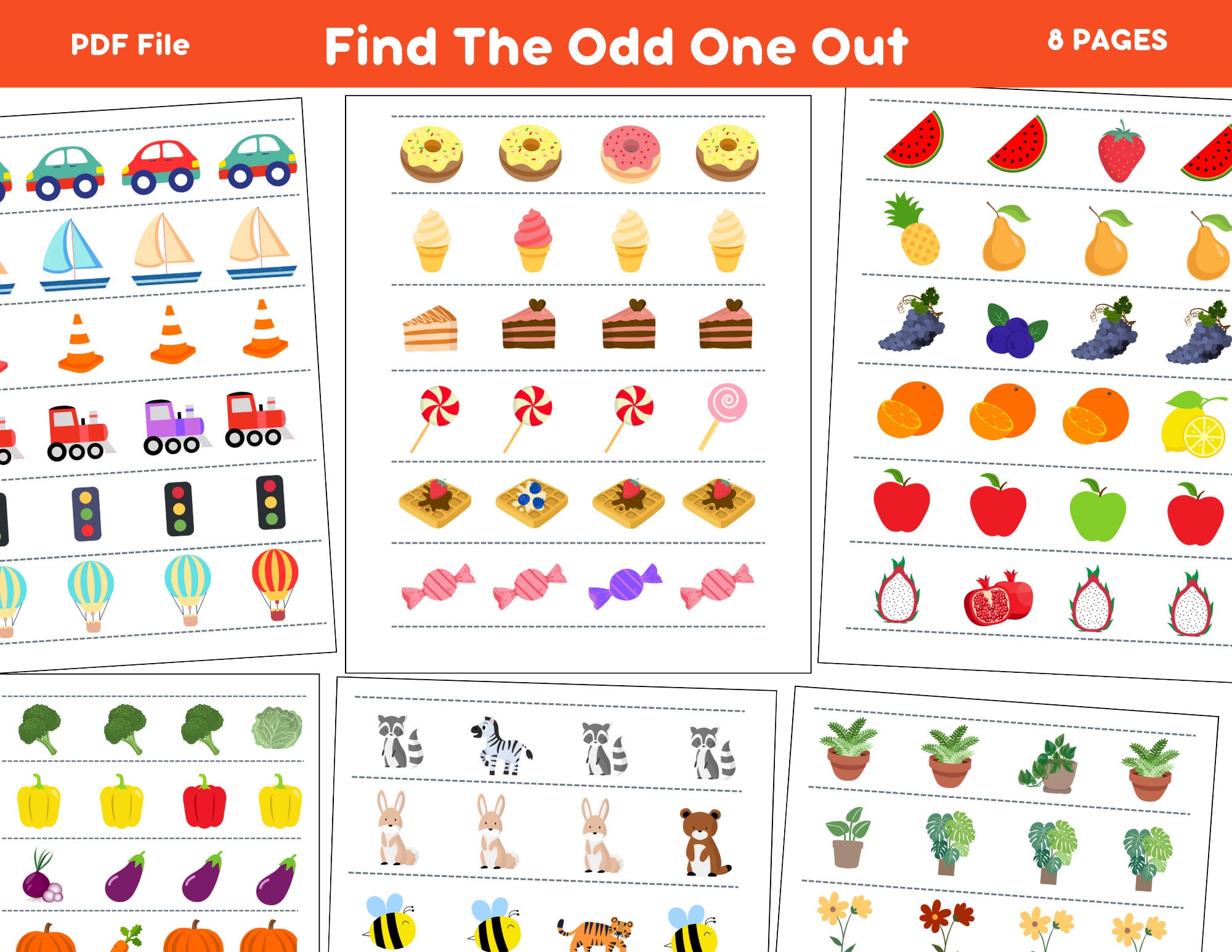Find the Odd One Out Games - for Kids, Preschoolers, Printable ...