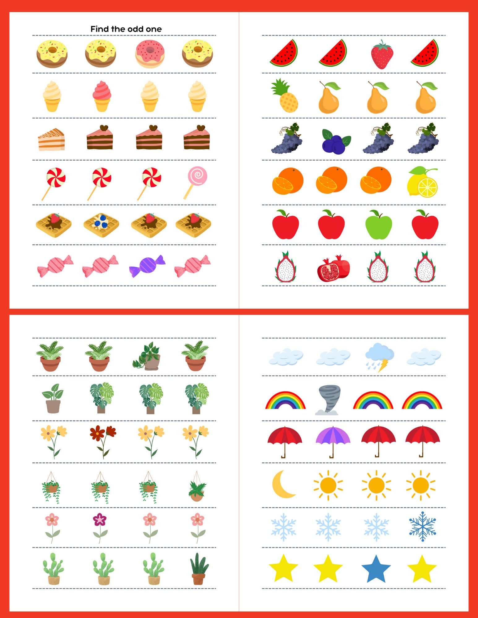 Find the Odd One Out Games - for Kids, Preschoolers, Printable ...