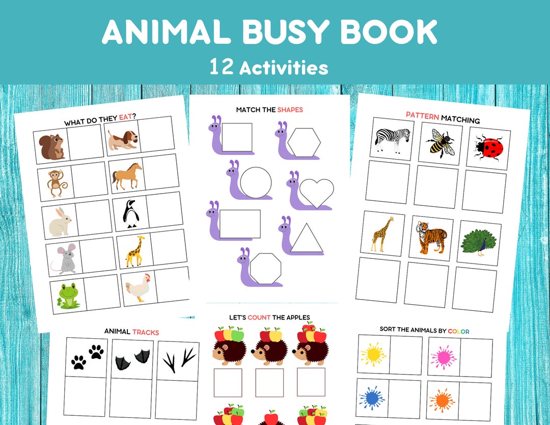 Animal Busy Book for Kids, Toddlers, Preschoolers, Printable ...