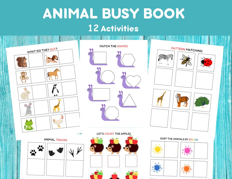 Animal Busy Book for Kids, Toddlers, Preschoolers, Printable ...