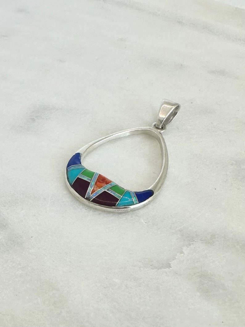Turquoise Inlay Sterling Silver Pendant - Etsy