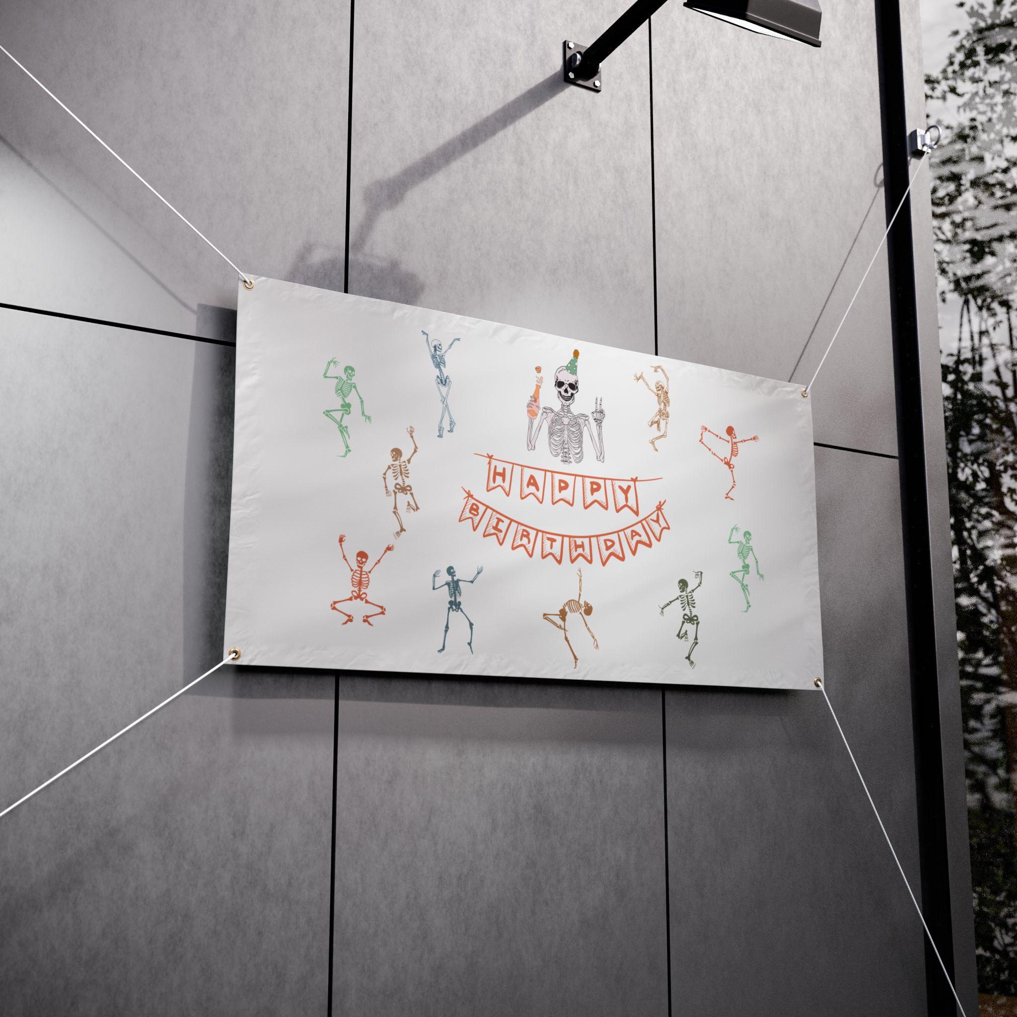 Happy Birthday Vinyl Banner., Skeleton Bday, Birthday Vibes, Birthday ...