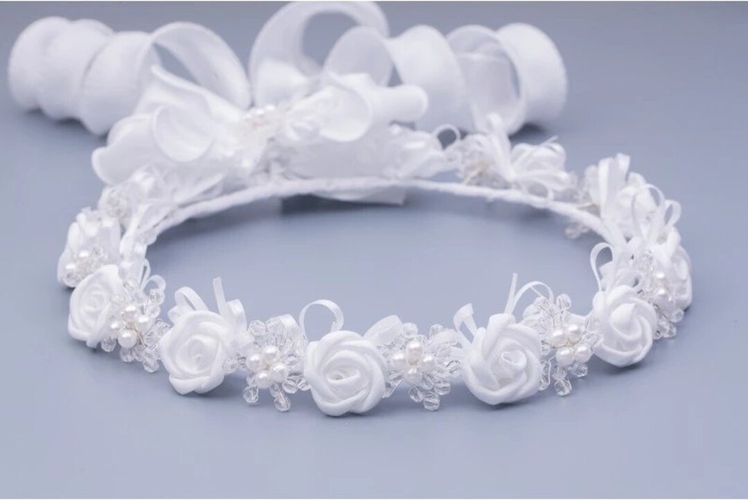 Holy Communion Headband, First Communion Wreath, Flower Communion ...