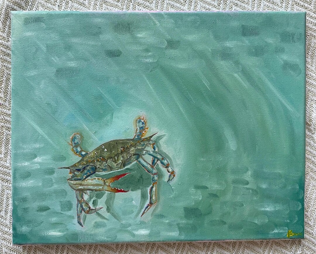 Blue Crab Oil Painting - Etsy