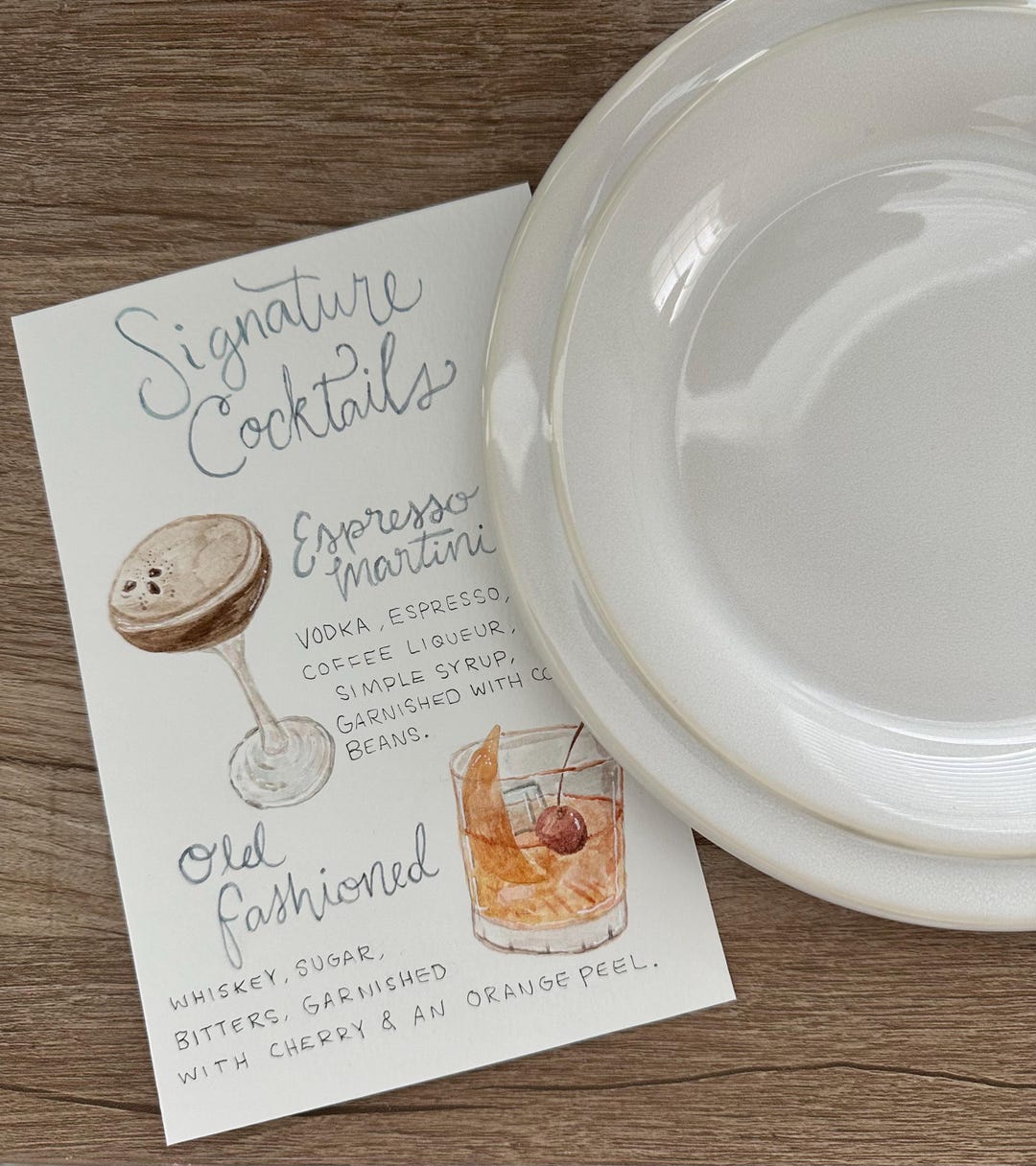 Custom Hand-painted Watercolor Wedding Cocktail Menu - Etsy