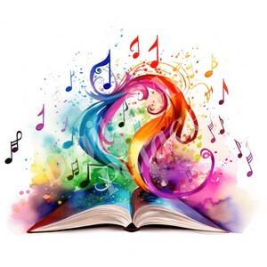 Fantasy Music Book Clipart, Fantasy Book Clipart, Jpgs, Digital ...