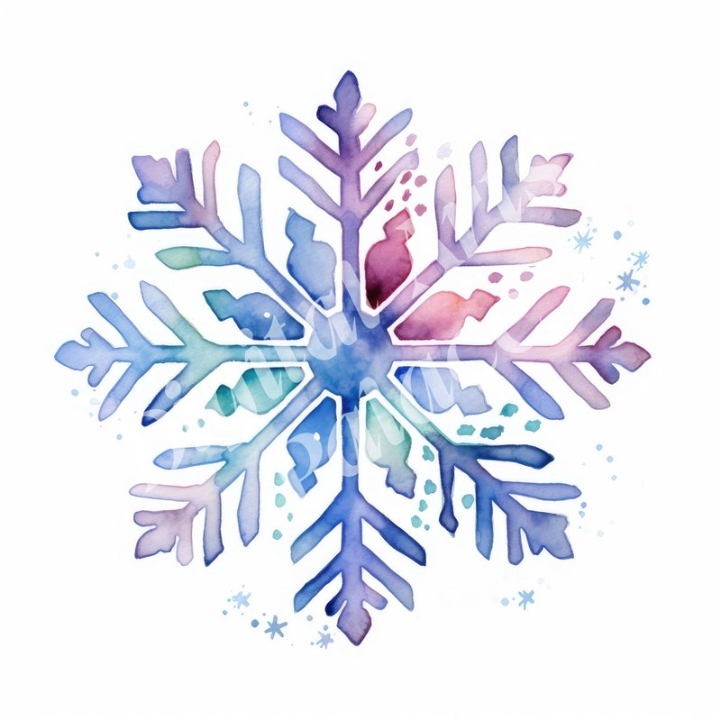Watercolor Snowflakes Clipart - Etsy