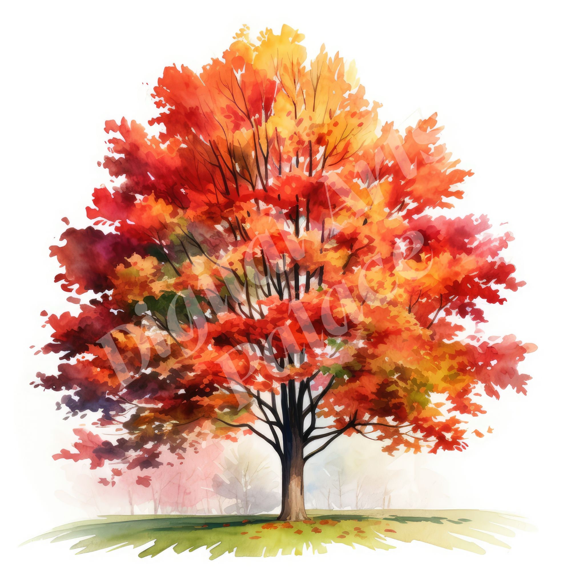 Fall Tree Clipart, Autumn Tree Clipart, Jpgs, Instant Digital Download ...