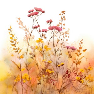 Fall Wildflowers Clipart, Watercolor Flowers Clipart, Jpgs, Instant ...