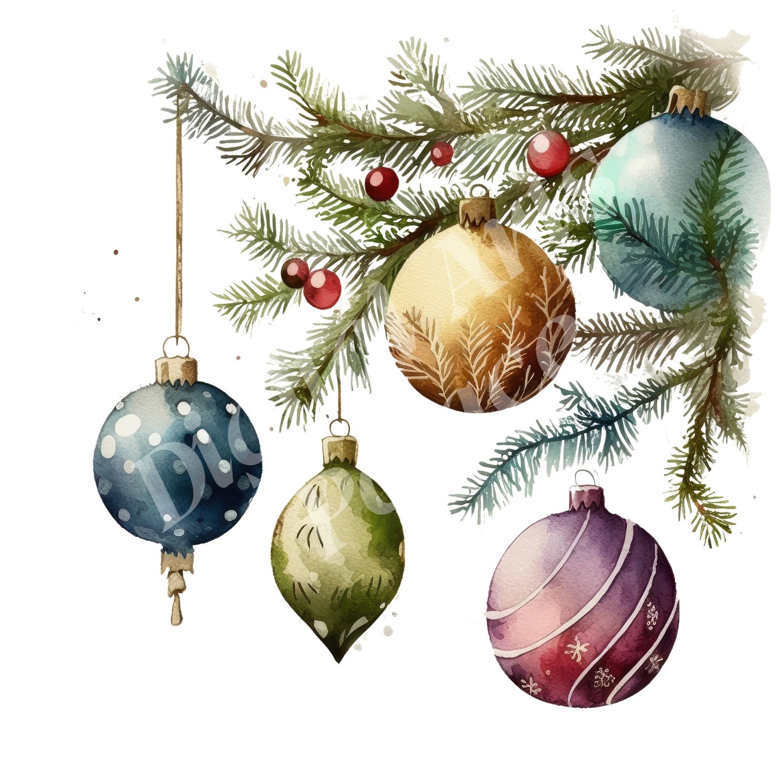Christmas Baubles Clipart, Christmas Ornament Clipart, Jpgs, Instant ...