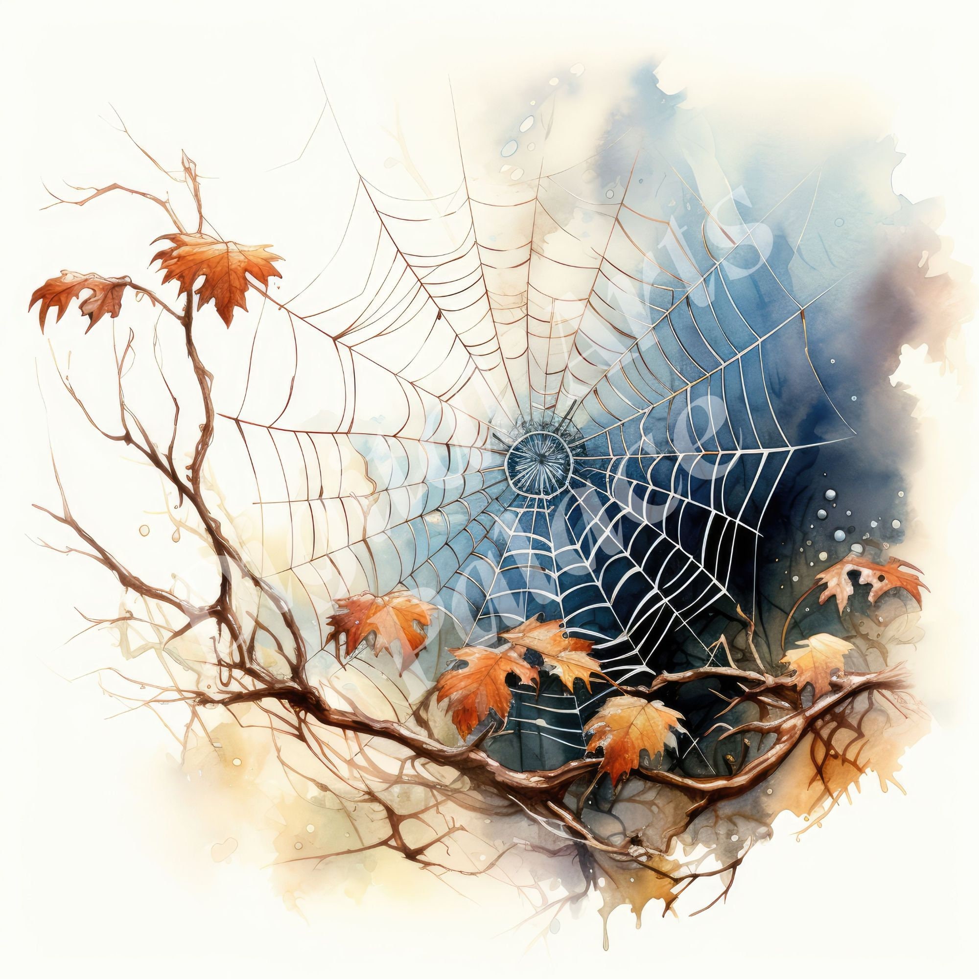 Cobweb Watercolor Clipart Bundle, Fall Halloween Spiderweb Clipart ...