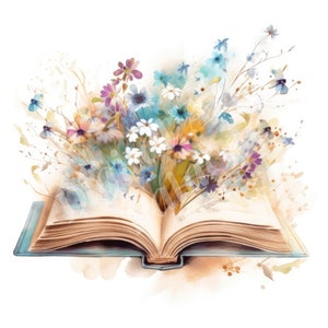 Floral Open Book Clipart Bundle, Fantasy Open Book Clipart, Jpgs ...