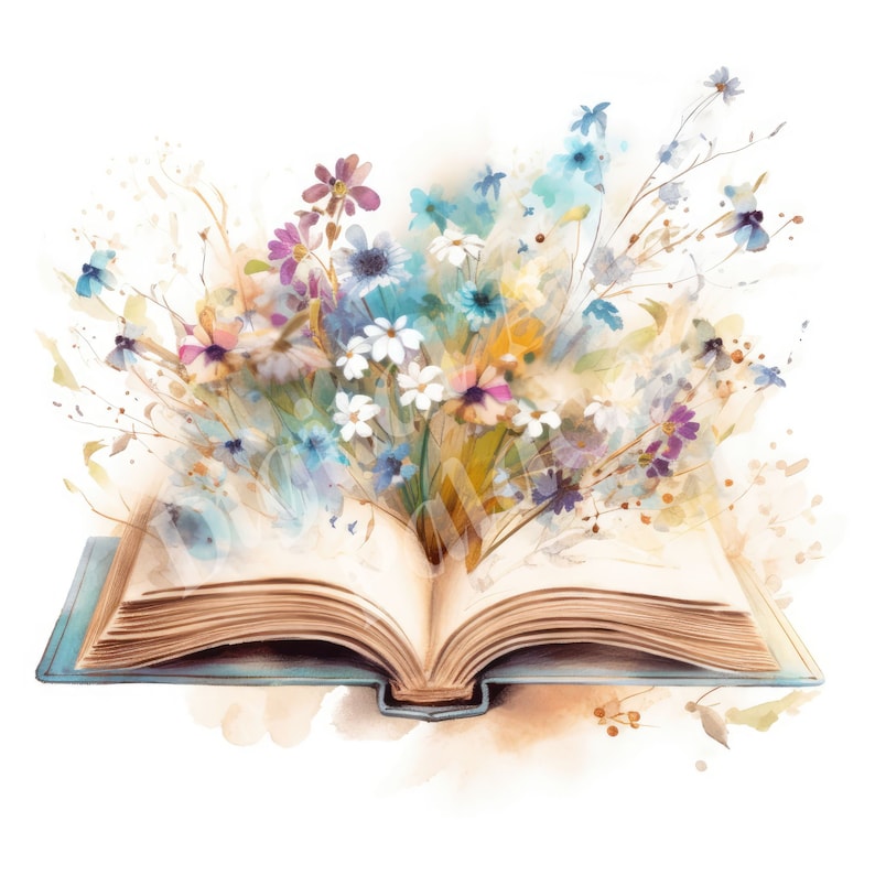 Floral Open Book Clipart Bundle, Fantasy Open Book Clipart, Jpgs ...
