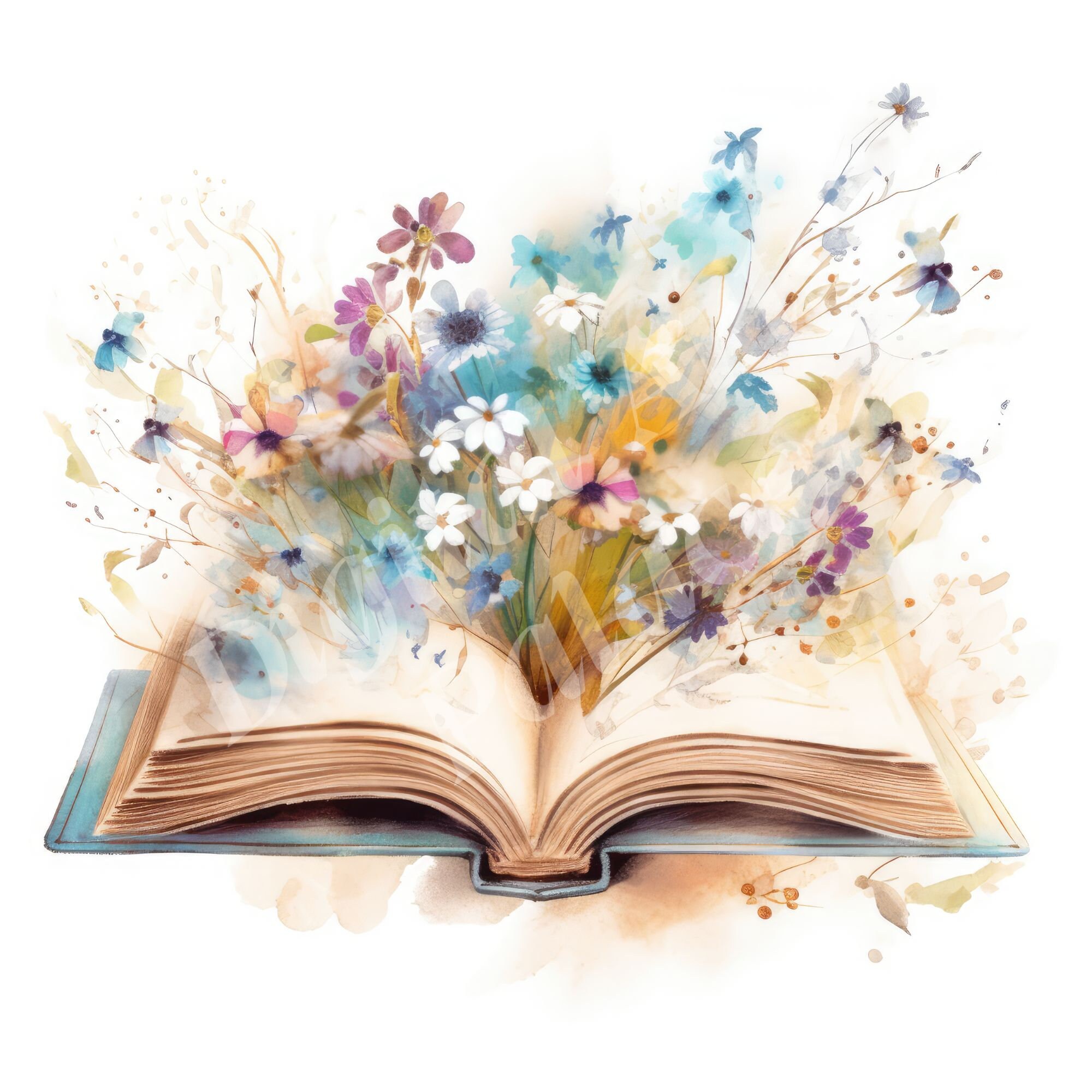 Floral Open Book Clipart Bundle, Fantasy Open Book Clipart, Jpgs ...