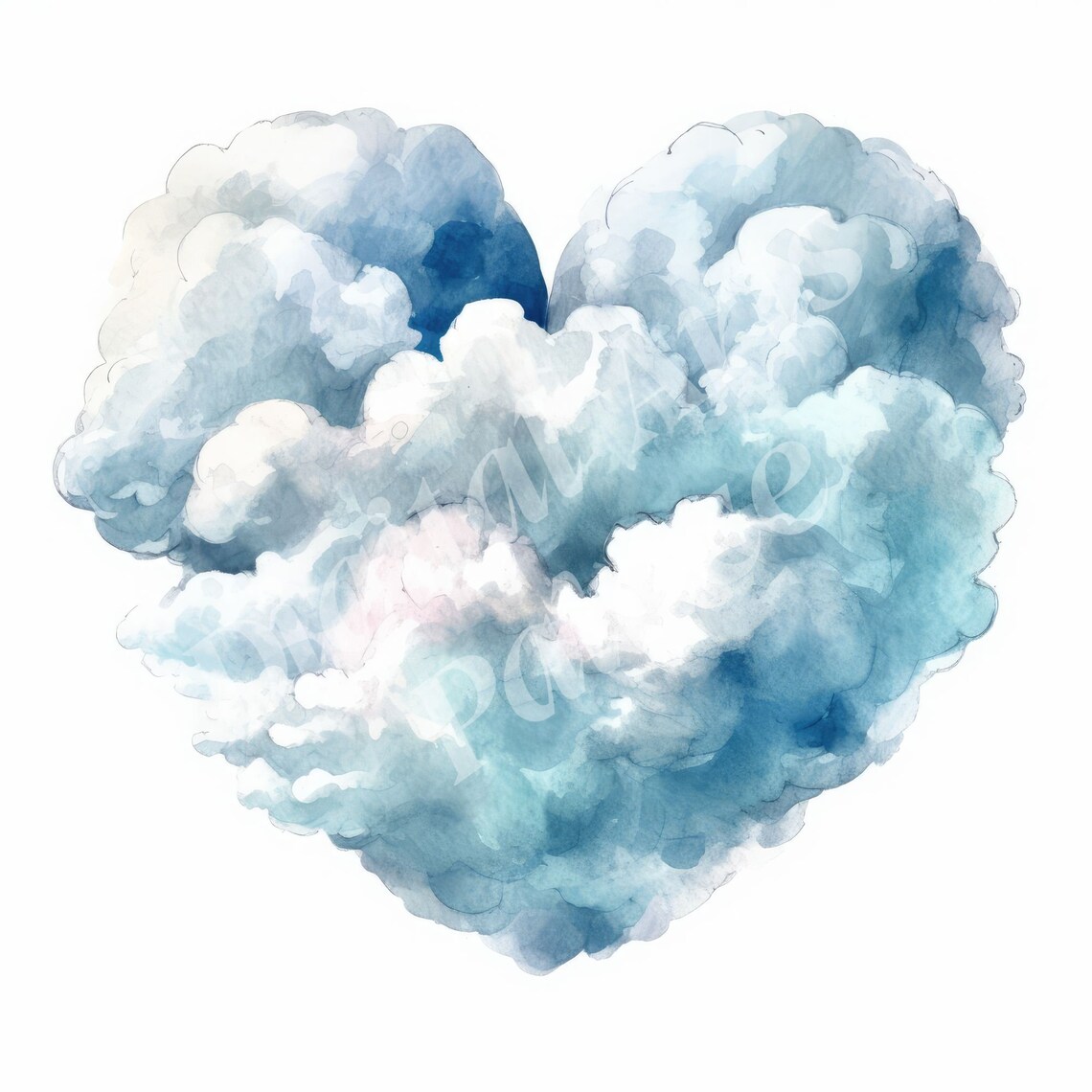Heart Cloud Clipart, Cloud Clipart, Jpgs, Instant Digital Download ...