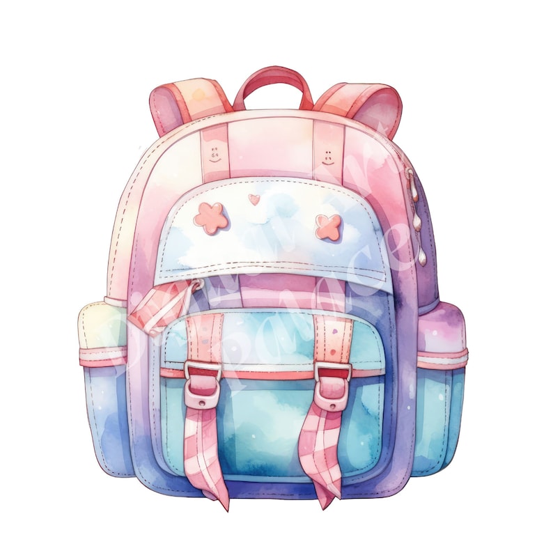 Backpack Clipart, Watercolor School Backpack Clipart, Jpgs, Instant ...
