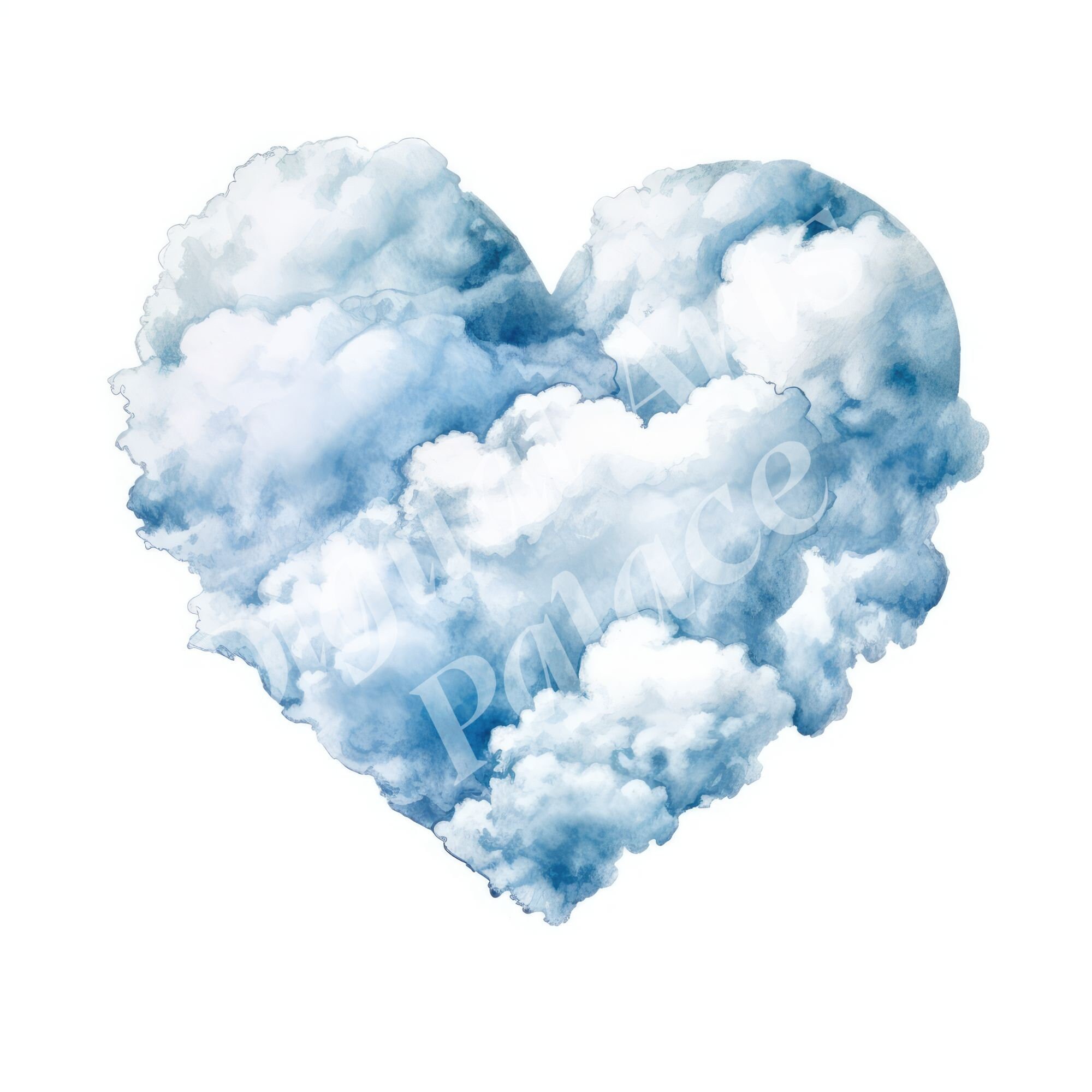 Heart Cloud Clipart, Cloud Clipart, Jpgs, Instant Digital Download ...
