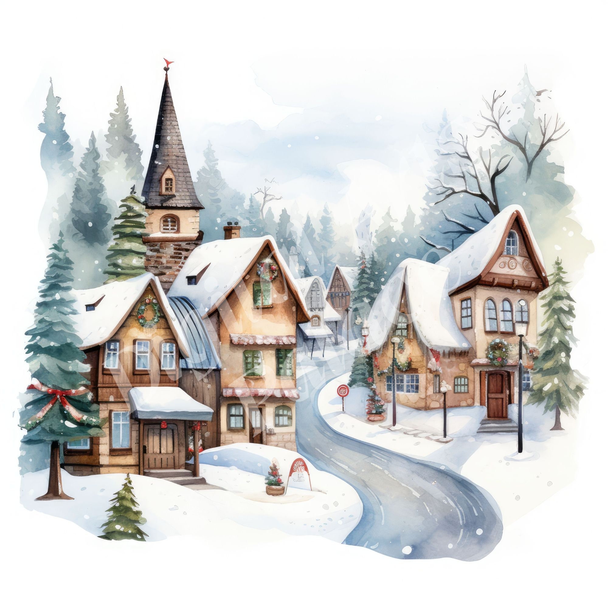 Winter Village Clipart Christmas Village Clipart Jpgs - Etsy UK