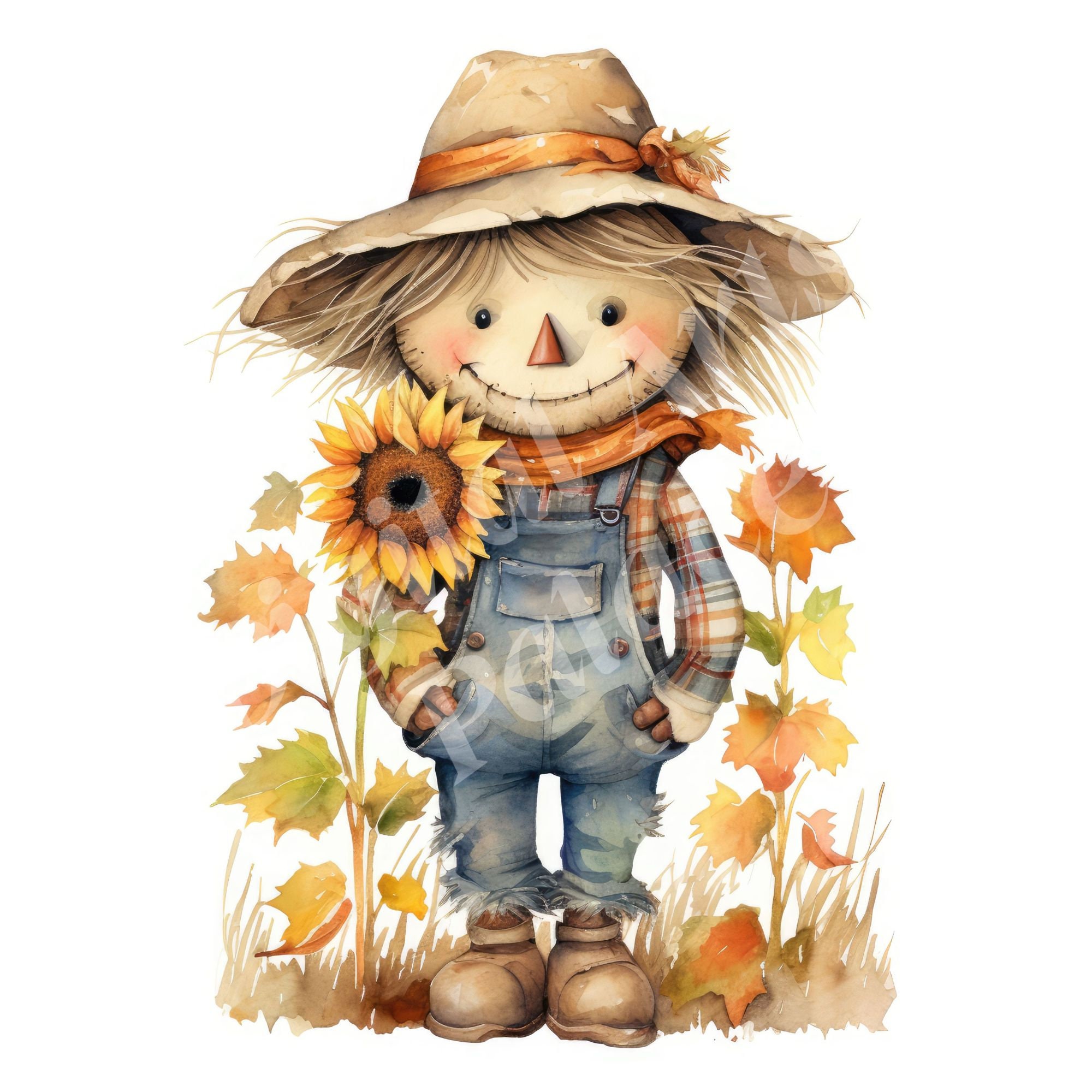 Cute Scarecrow Clipart Bundle Fall Autumn Thanksgiving Etsy